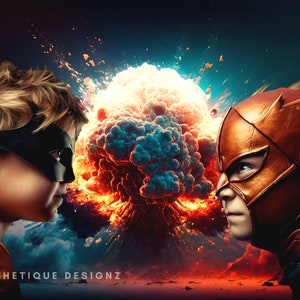 Epic Battle Superhero Digital Backdrop Explosion Background Firepower ...