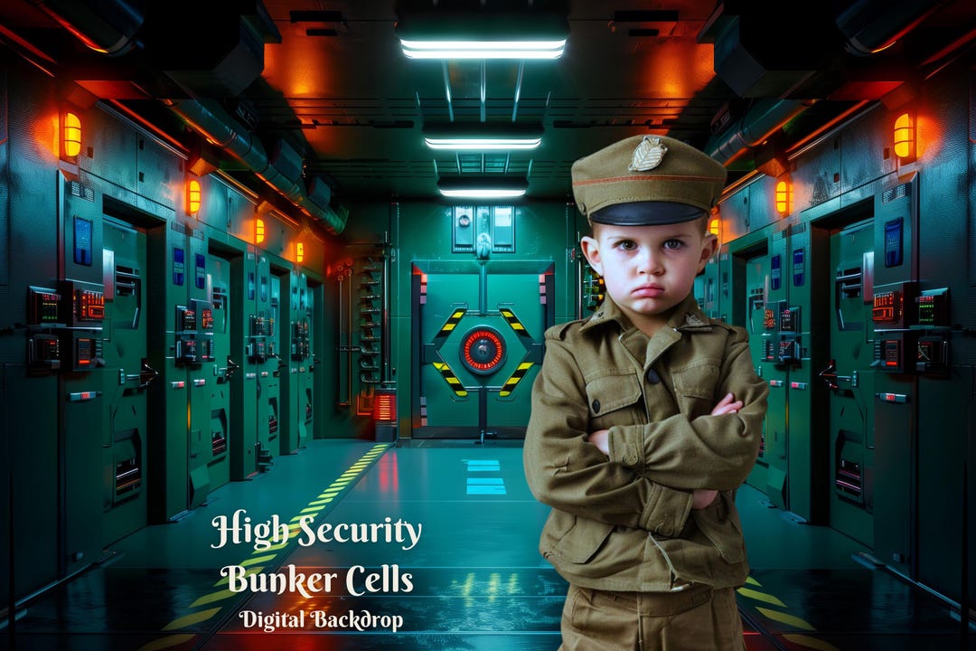 High Security Bunker Cells Digital Backdrop Prisoner in Jail Background ...
