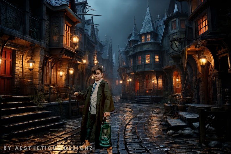 Wizard Alley Digital Backdrop Wizard and Witch Background Magical Alley ...