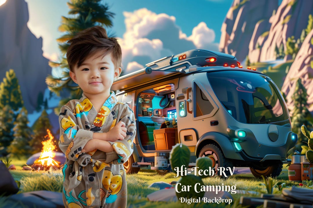 Hi-tech RV Car Camping Digital Backdrop Nature Lover Photography ...