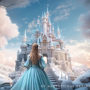 Blue Castle Digital Backdrop Princess Palace Photo Background Royal ...