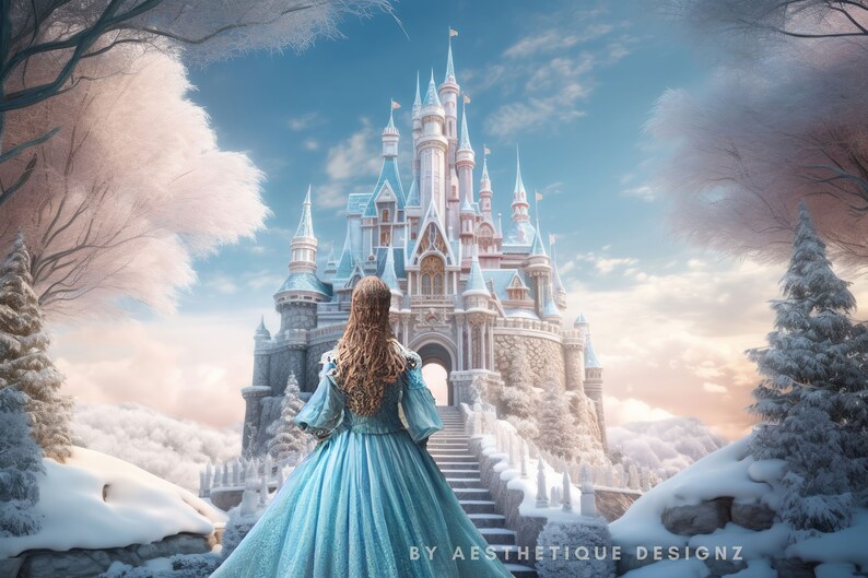 Blue Castle Digital Backdrop Princess Palace Photo Background - Etsy