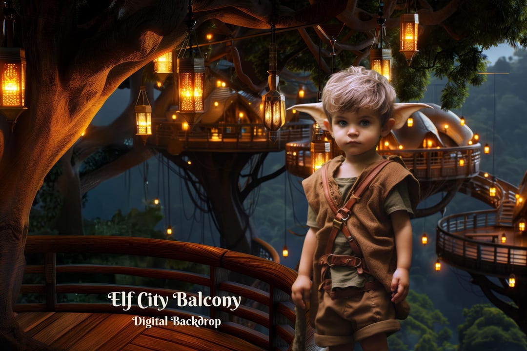 Elf City Balcony Digital Backdrop for Forest Tree Tribes Composite ...