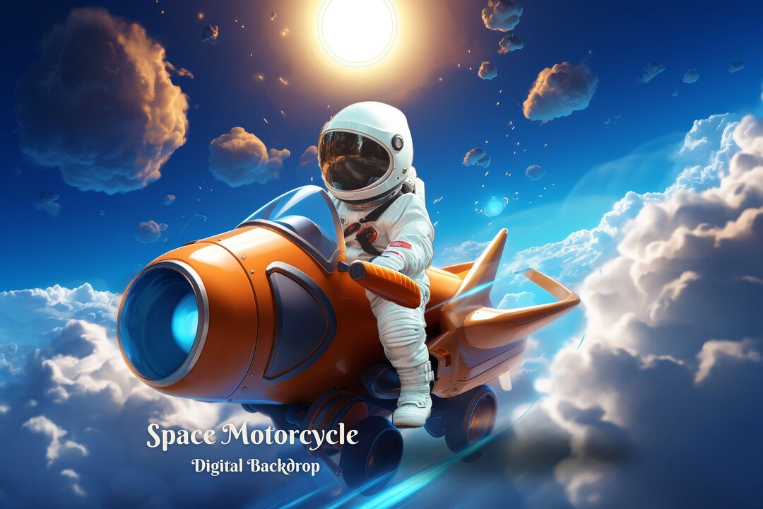 Space Motorcycle Digital Backdrop Kid Astronaut Digital Background for ...