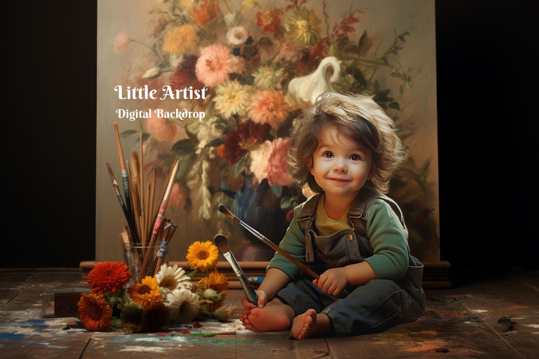 Little Artist Digital Backdrop Art Canvas Photography Background for ...