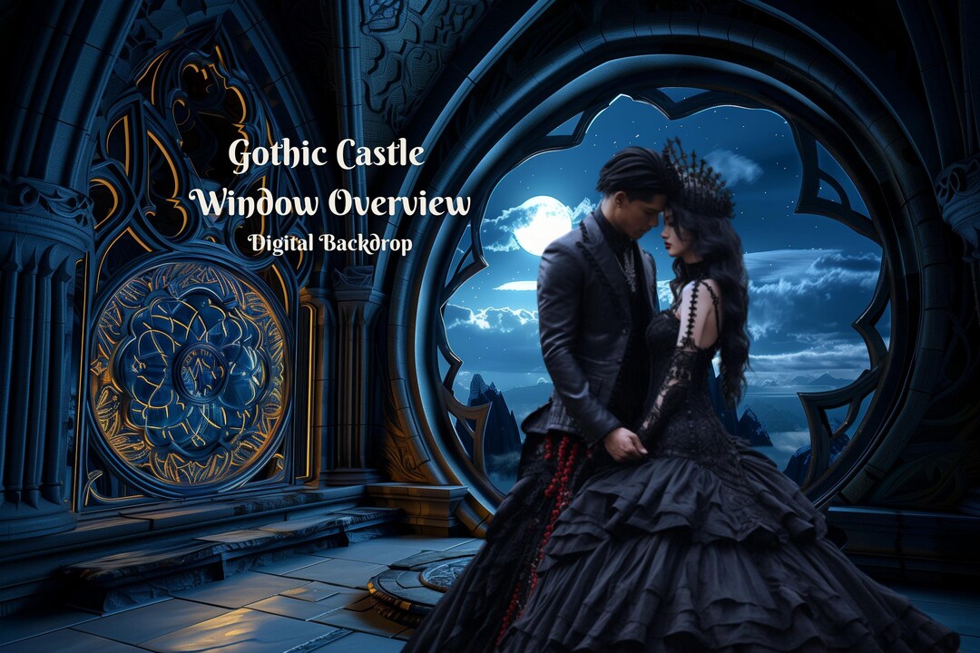 Gothic Castle Window Overview Backdrop Eerie Tall Castle Photo ...