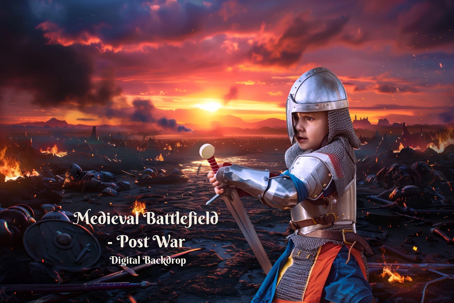 Medieval Battlefield - Post War Digital Backdrop Medieval War Digital ...