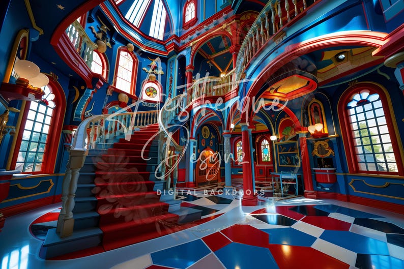 Queen of Hearts Castle Backdrops Princess Going Down the Stairs Fairy ...