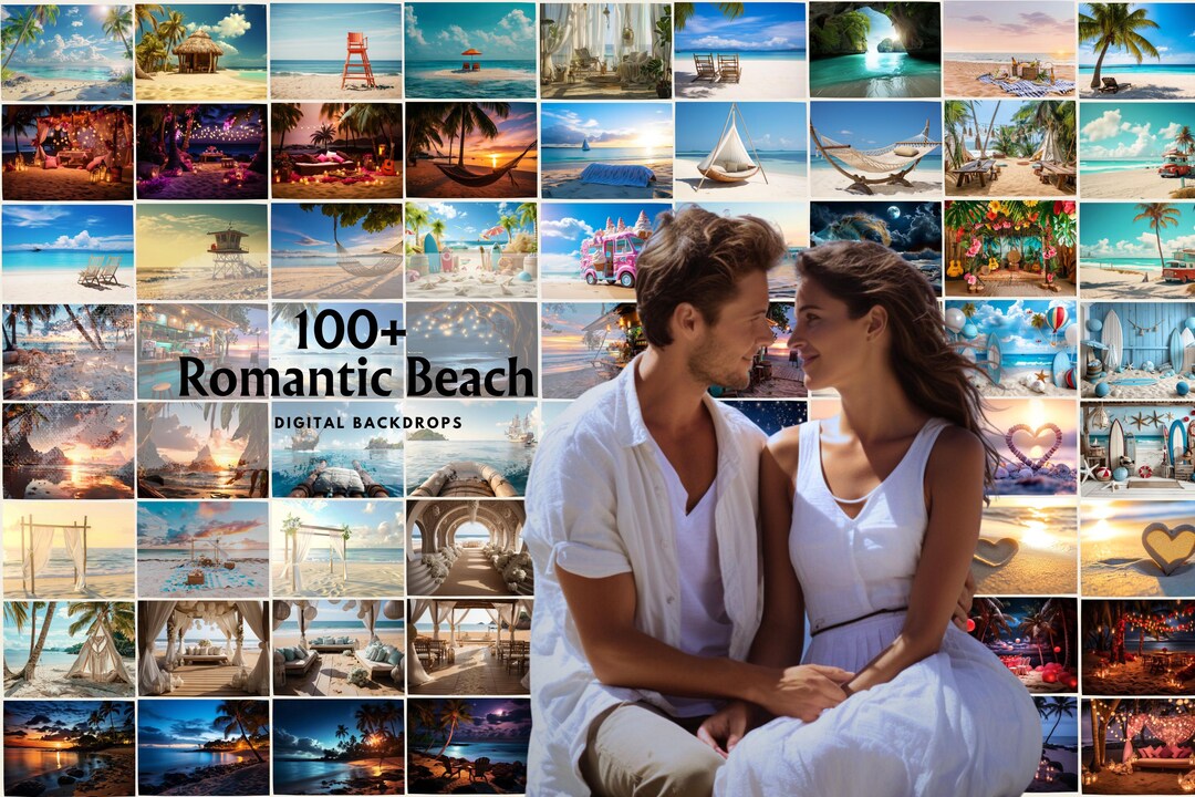 Romantic Beach Digital Backdrop for Valentines Composite Images ...