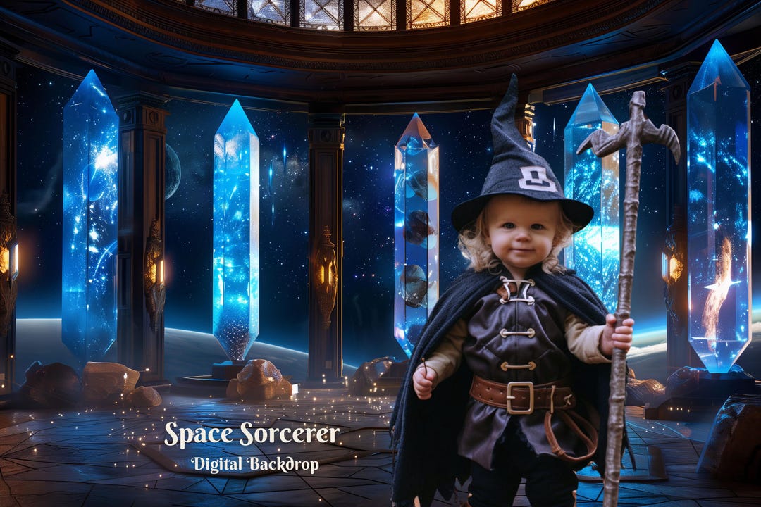 Space Sorcerer Digital Backdrop Wizard's Rune Altar Background Fantasy ...