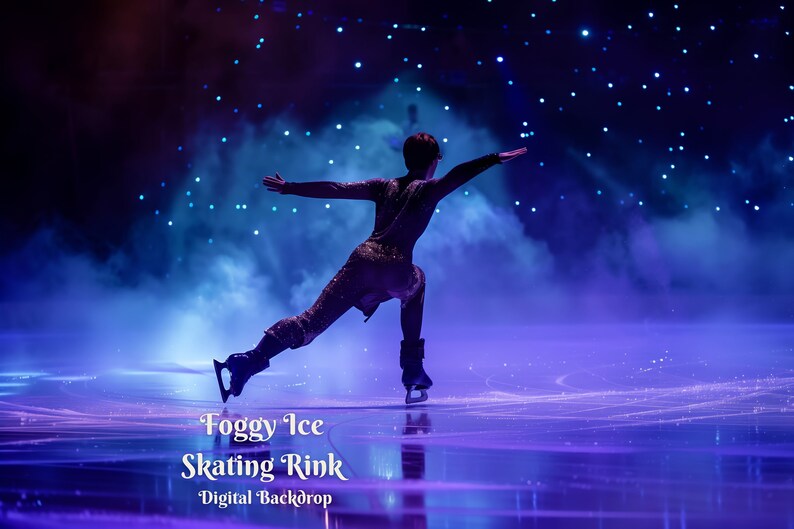 Foggy Ice Skating Rink Digital Backdrop Magical Dance on Ice Digital ...