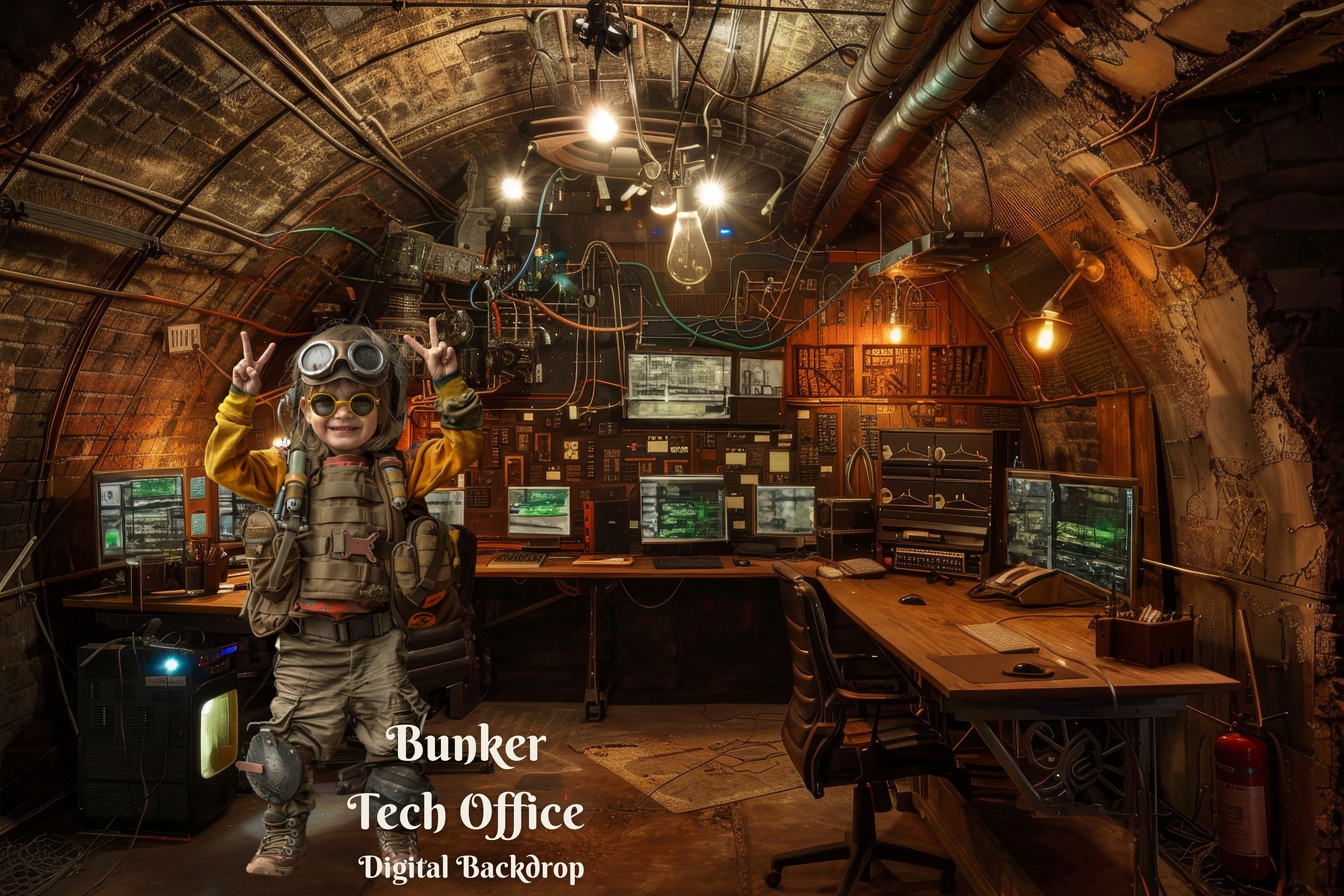 Bunker Tech Office Digital Backdrop for Post Apocalyptic Era Technology ...