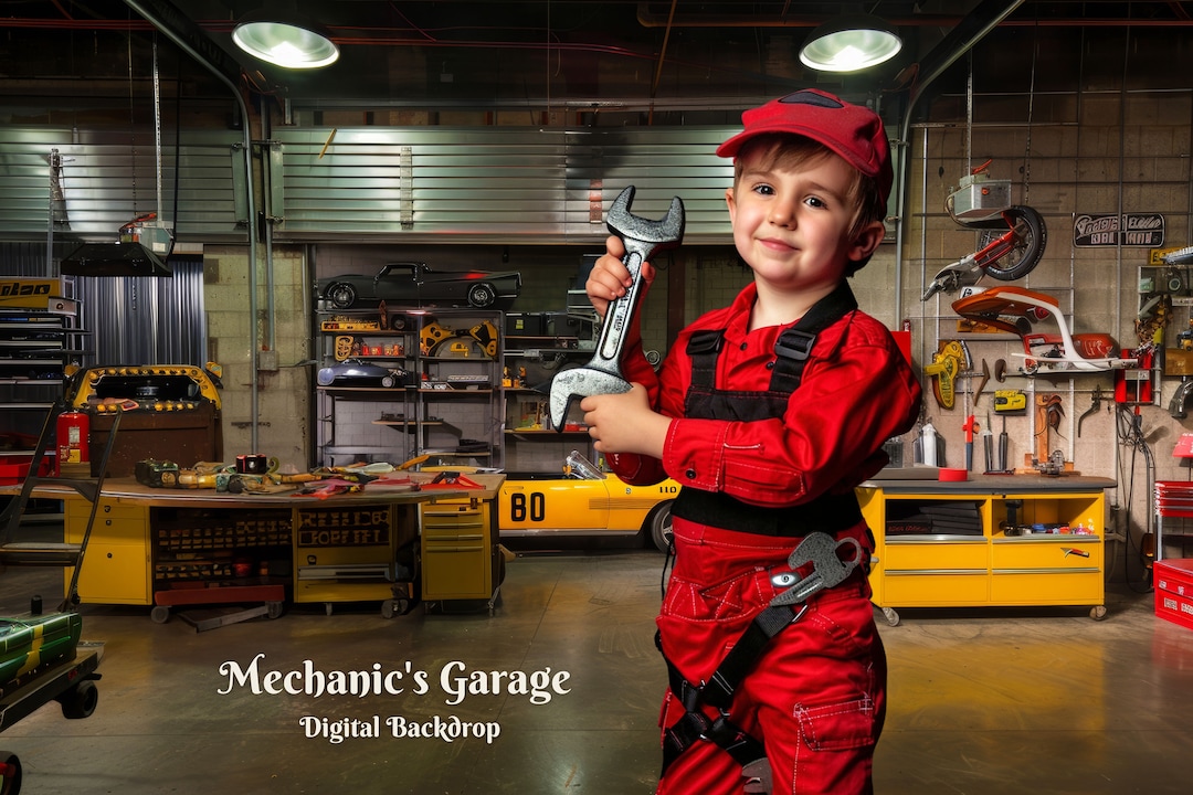 Mechanic's Garage Digital Backdrop Car Technician Photography ...