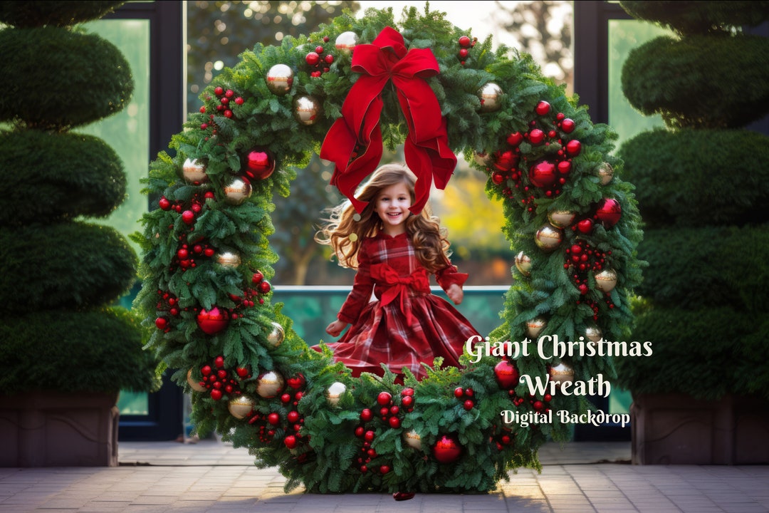 Giant Christmas Wreath Digital Backdrop Christmas Season Digital ...