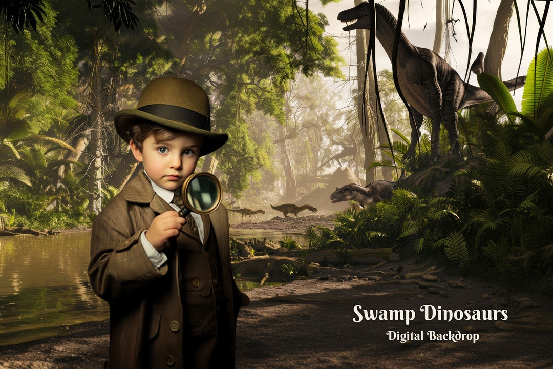 Swamp Dinosaurs Digital Backdrop T-rex Dinosaur Digital Background for ...