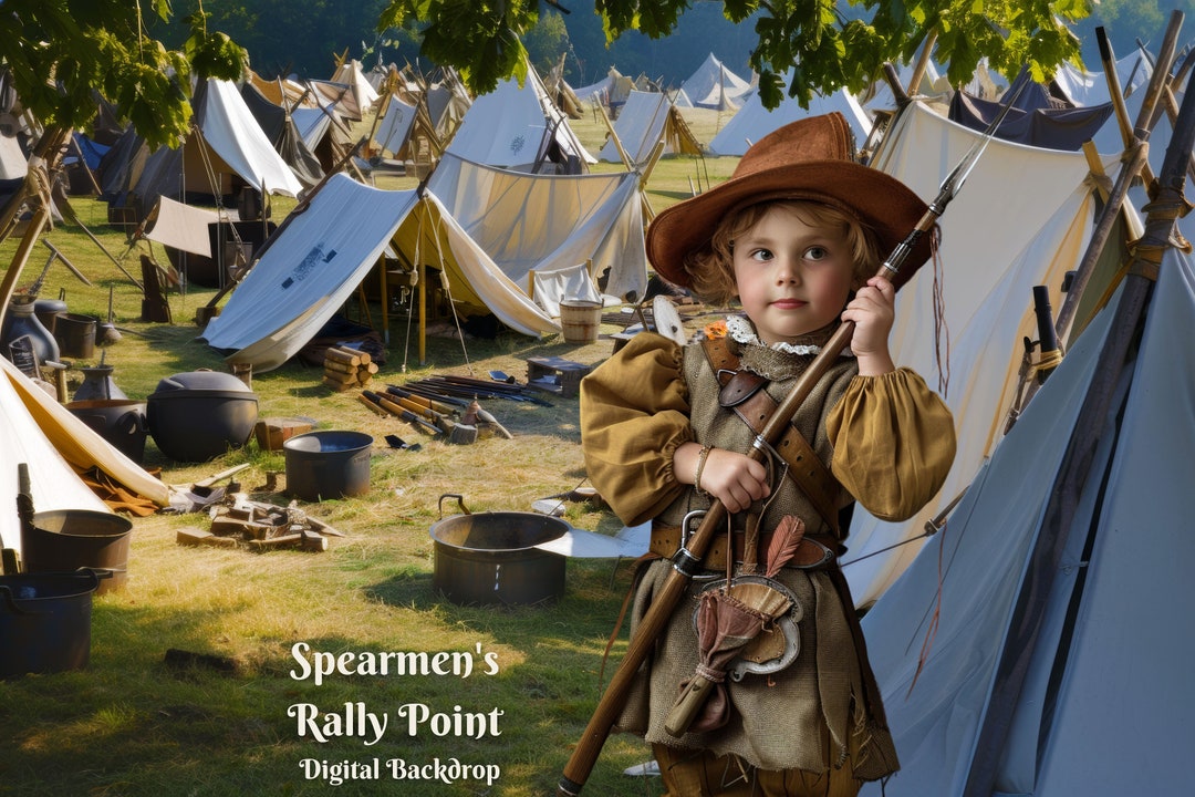 Spearmen's Rally Point Digital Backdrop Medieval Soldier Camp Digital ...