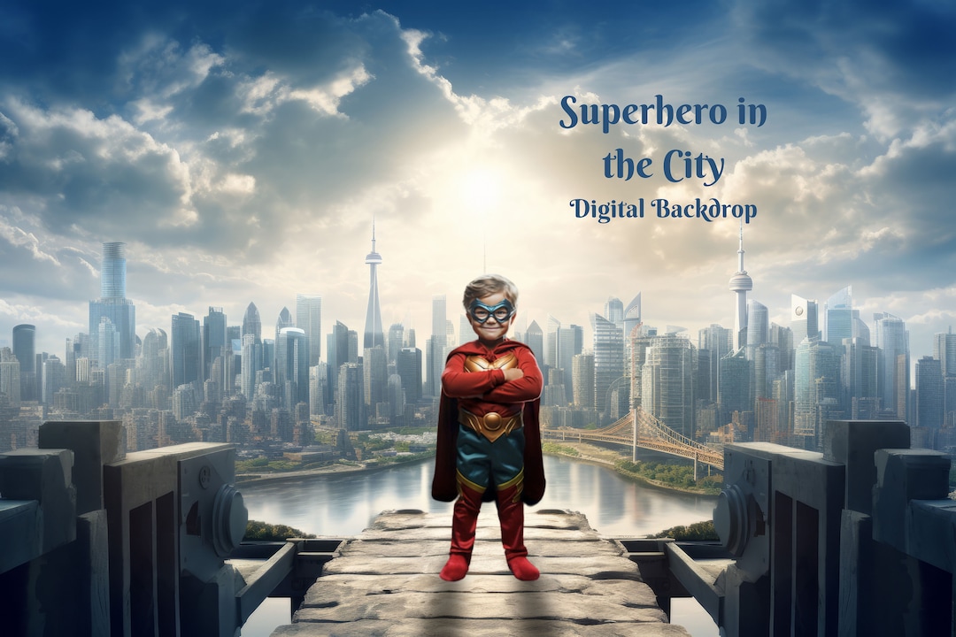 Superhero in the City Digital Backdrop Cityscapes Photo Background ...