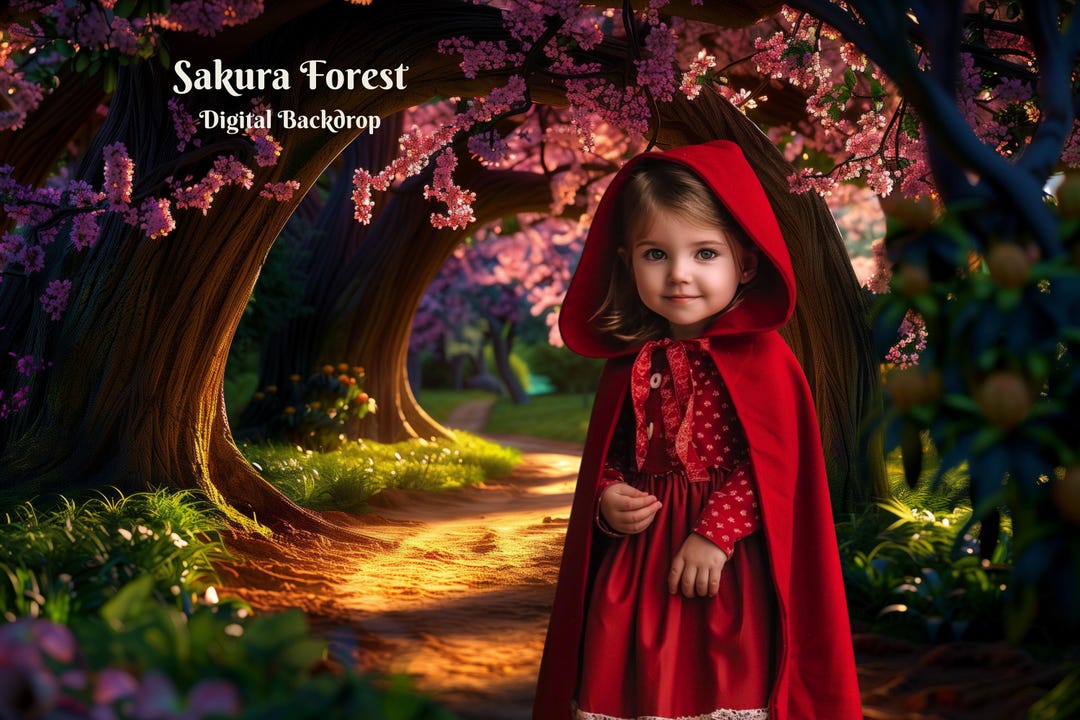 Sakura Forest Digital Backdrop for Japanese Forest Photo Background for ...
