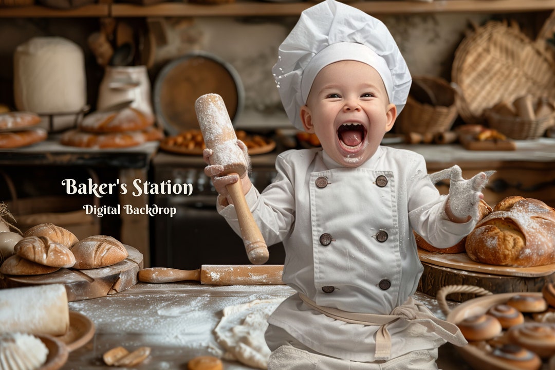 Baker's Station Digital Backdrop Rustic Bakery Photography Background ...