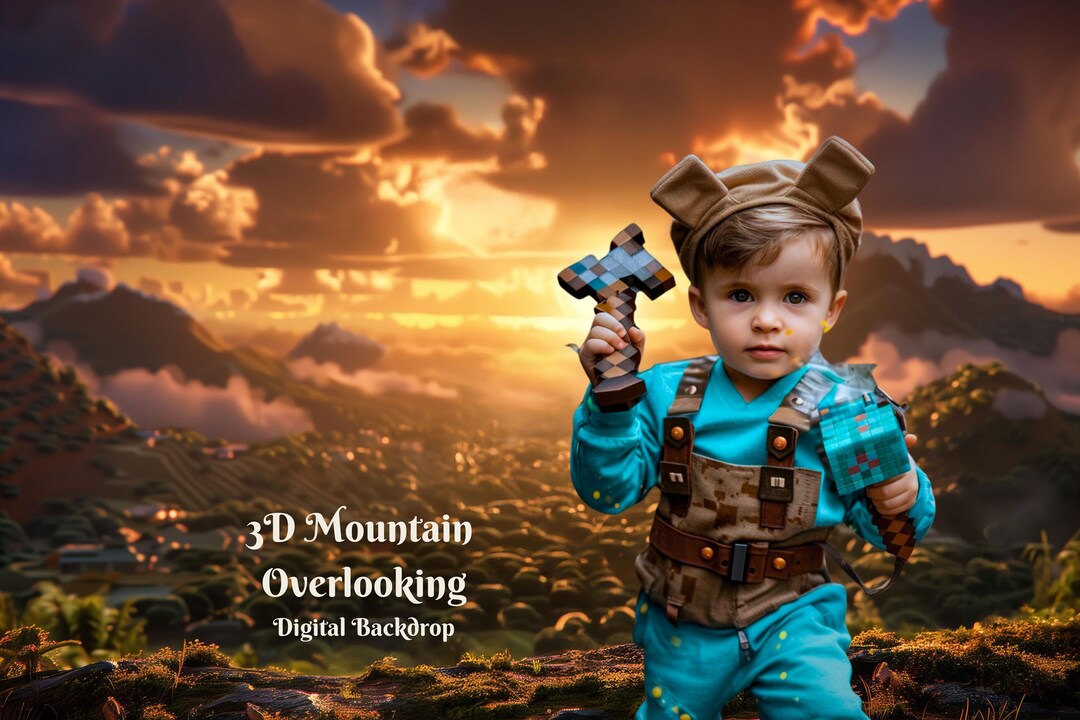 3D Mountain Overlooking Digital Backdrop for 3D Computer Game Composite ...