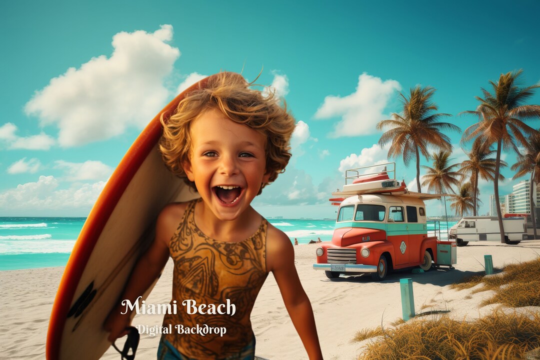 Miami Beach Digital Backdrop Summer Outing Digital Background for ...