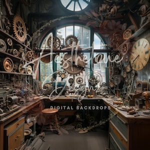 Antique Clock Smith Workshop Digital Backdrop Classic Horologist ...