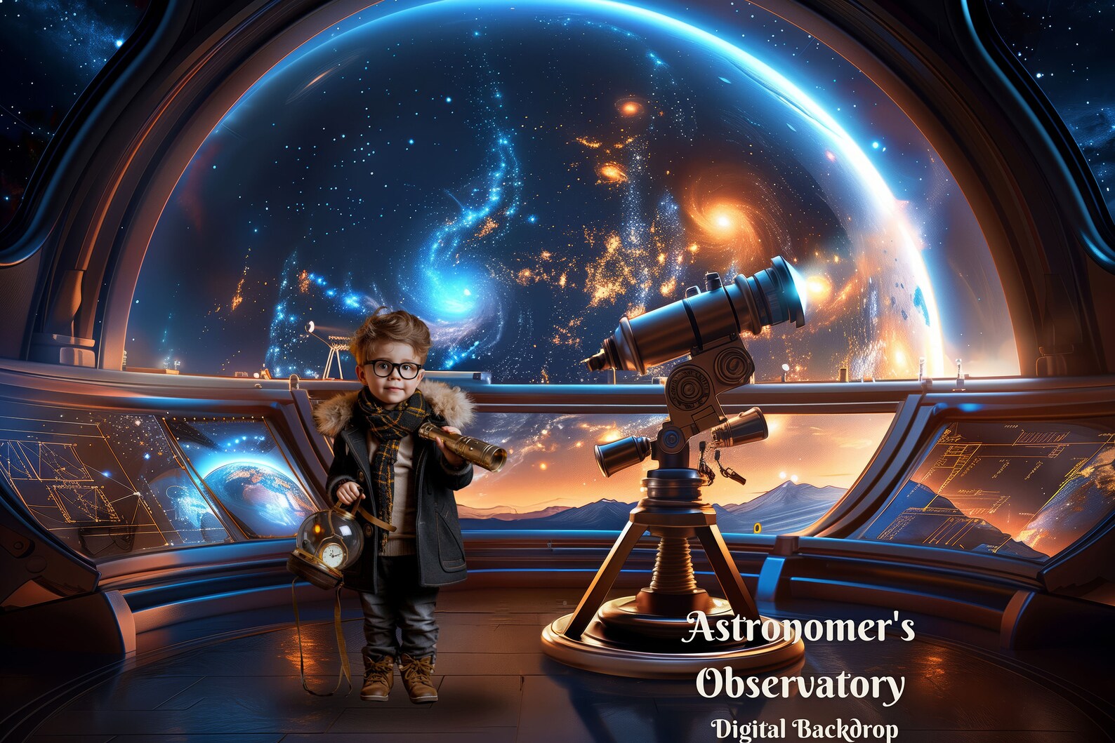 Astronomer's Observatory Digital Backdrop for Space Explorer Composite ...