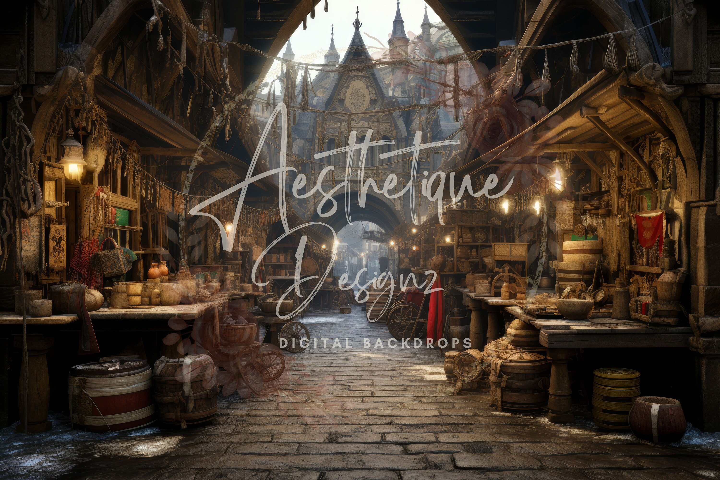 Medieval Flea Market Digital Backdrop Old Appliances Market Digital ...