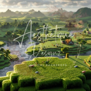 3D Blocks Game Digital Backdrop for 3D Computer Game Composite Images ...