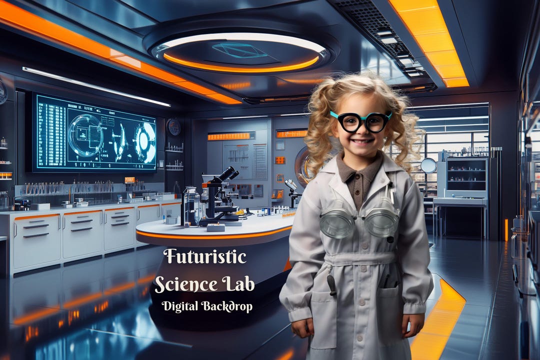Futuristic Science Lab Digital Backdrop for Sci-fi Science Laboratory ...