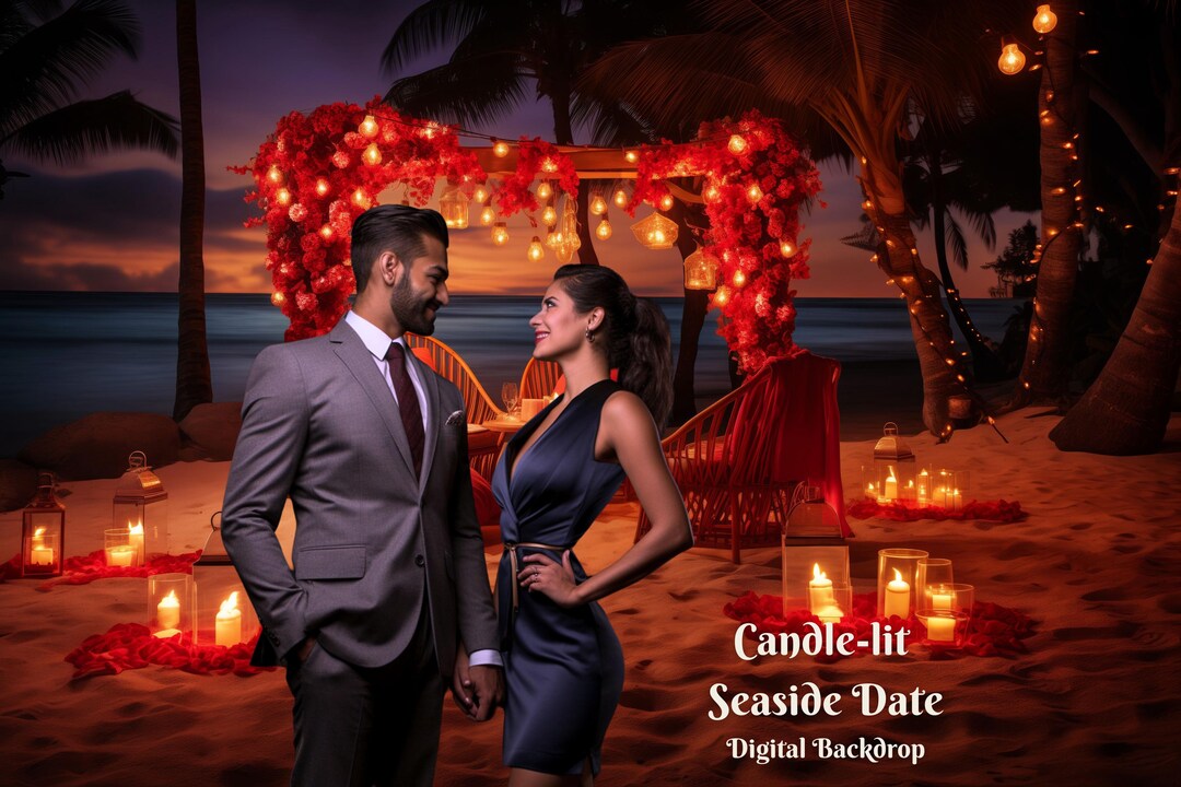 Candle-lit Seaside Date Digital Backdrop for Valentines Composite ...