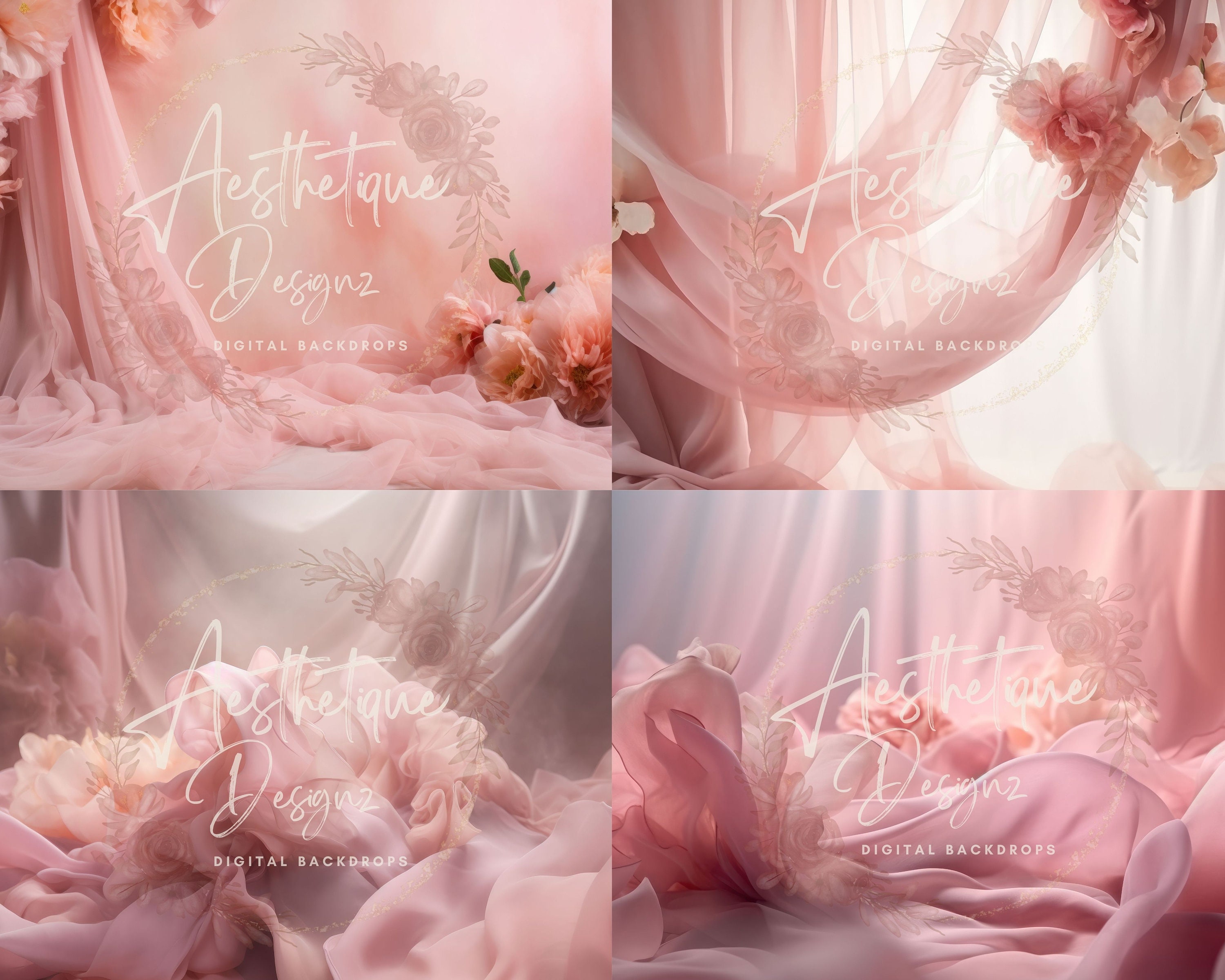 16 Pink Flowy Fabric Digital Photo Backdrop Maternity Digital - Etsy ...