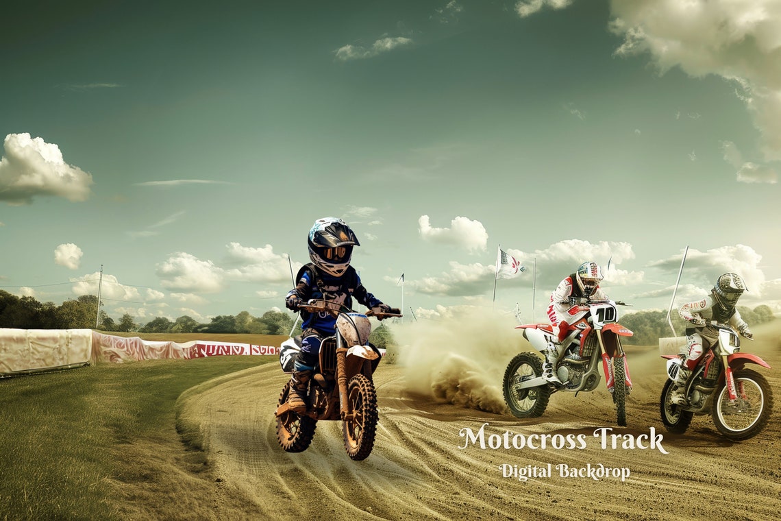 Motocross Track Digital Backdrop Dirt Bike Rider Photography Background ...