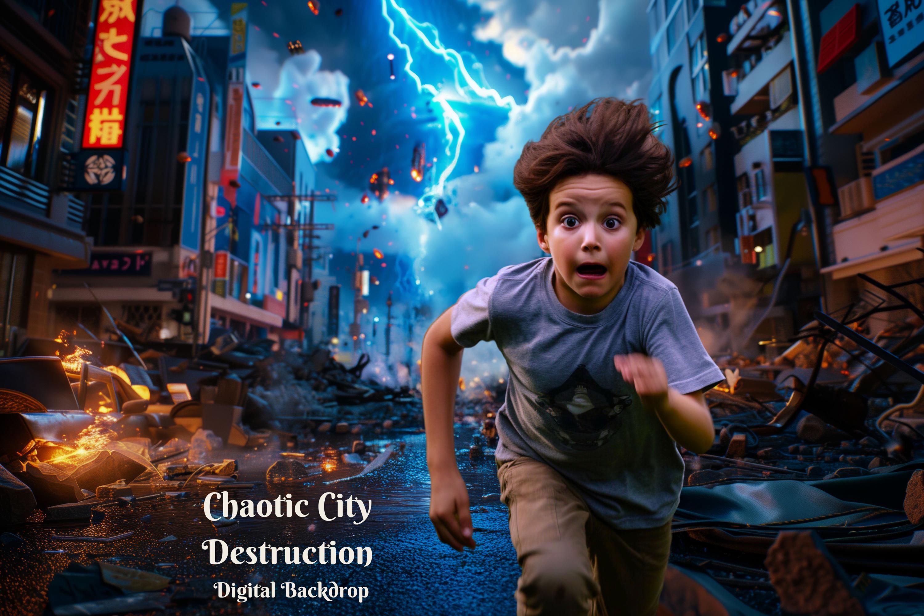 Chaotic City Destruction Digital Backdrop for Villain Destruction ...