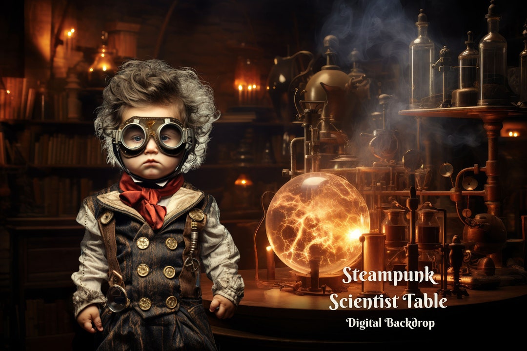 Steampunk Scientist Table Digital Backdrop Sorcerer Spell Table ...
