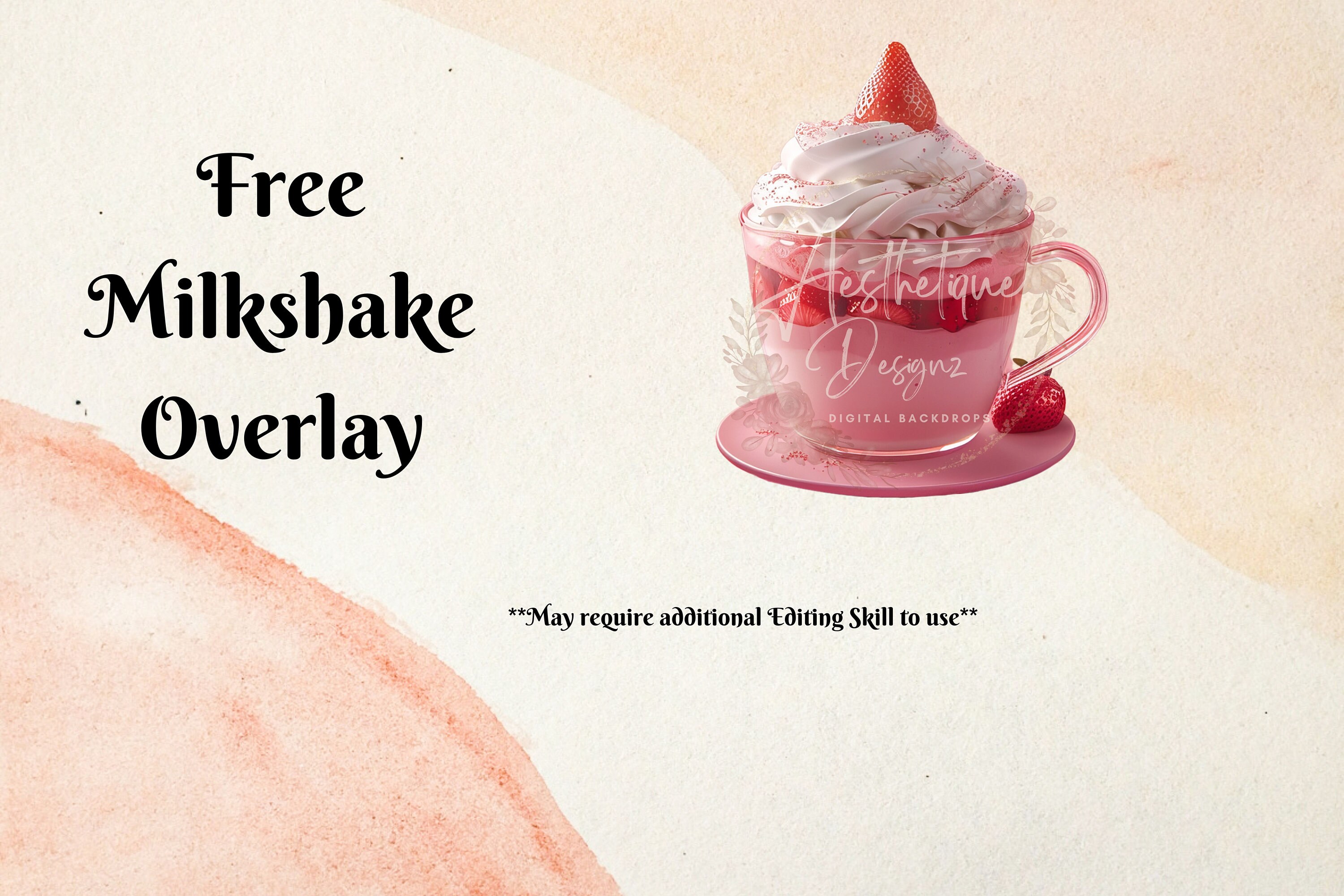 Strawberry Milkshake Overload Digital Background Strawberry Latte ...