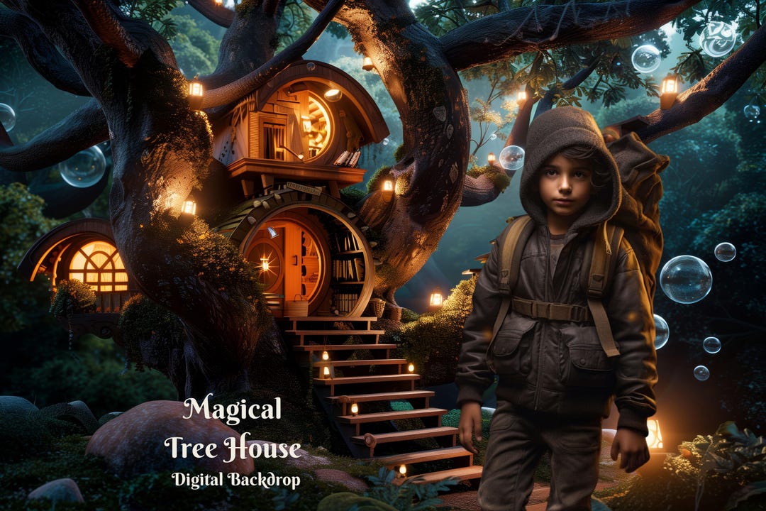 Magical Tree House Digital Backdrop for Forest Tree Tribes Composite ...