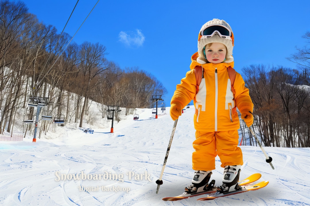 Snowboarding Park Digital Backdrop Chilly Winter Background for Skiing ...