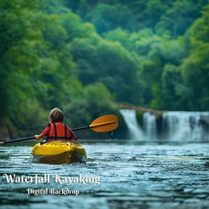Waterfall Kayaking Backdrop Waterfall Stream Photo Background Canoe ...