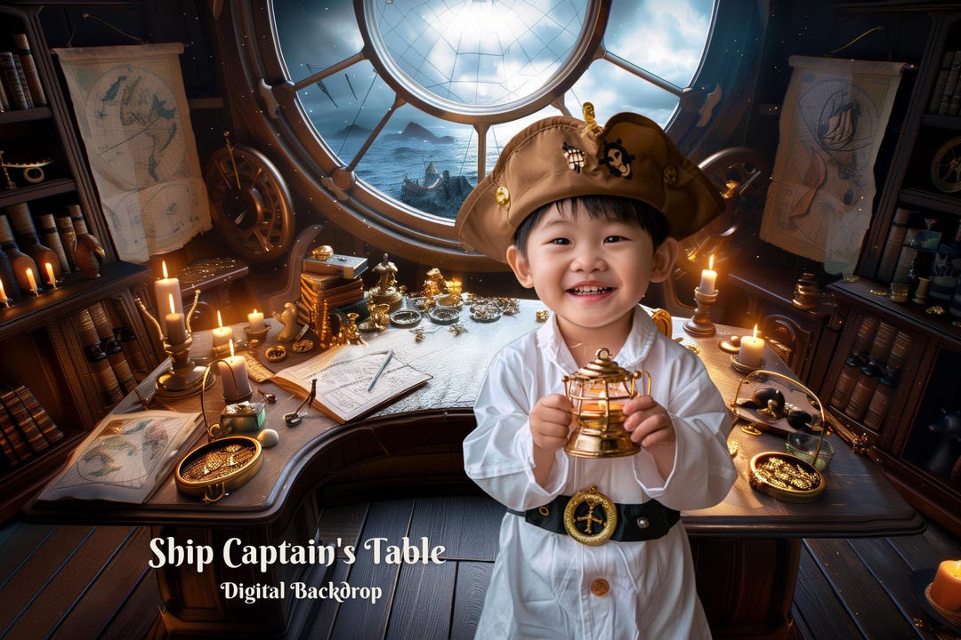 Ship Captain's Table Digital Backdrop Pirate Treasure Map Digital ...