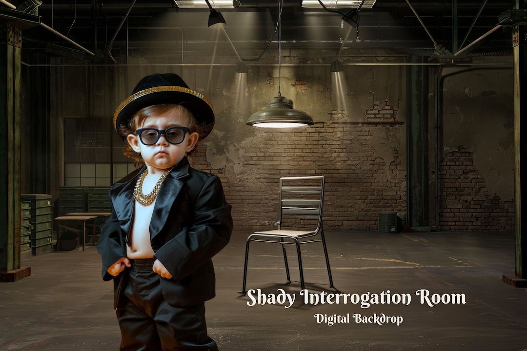 Shady Interrogation Room Digital Backdrop for Gang Member Composite ...