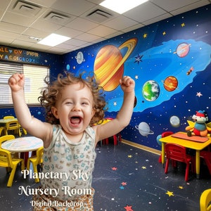 Planetary Sky Nursery Room Digital Backdrop Kindergarten Photo ...