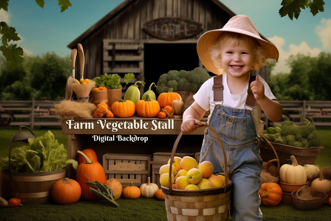 Farm Vegetable Stall Digital Backdrop Fruits and Vegetable Market ...
