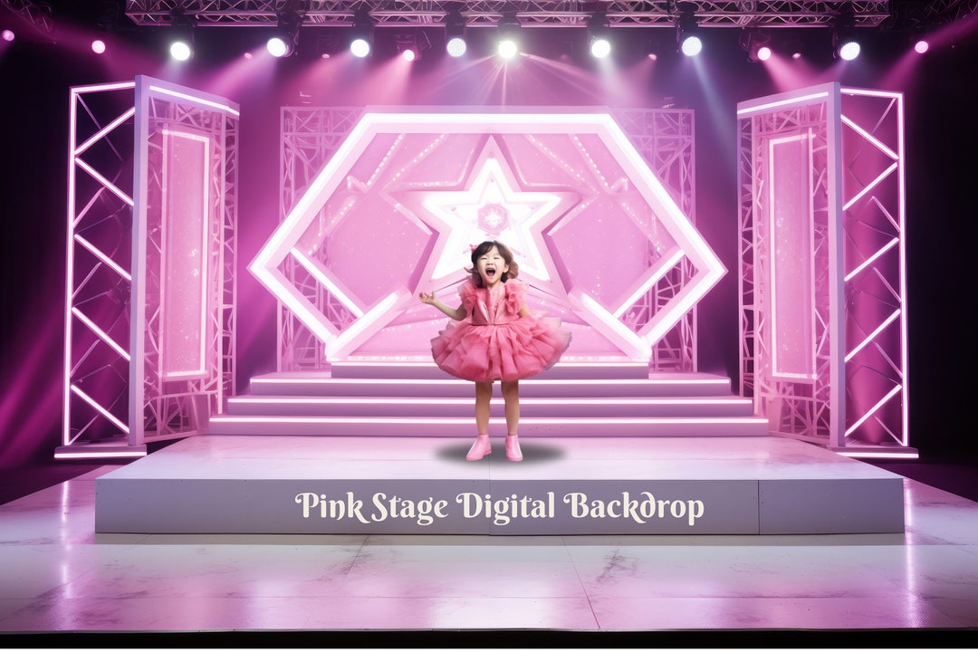 Pink Stage Digital Backdrop Stage Performer Digital Background for ...