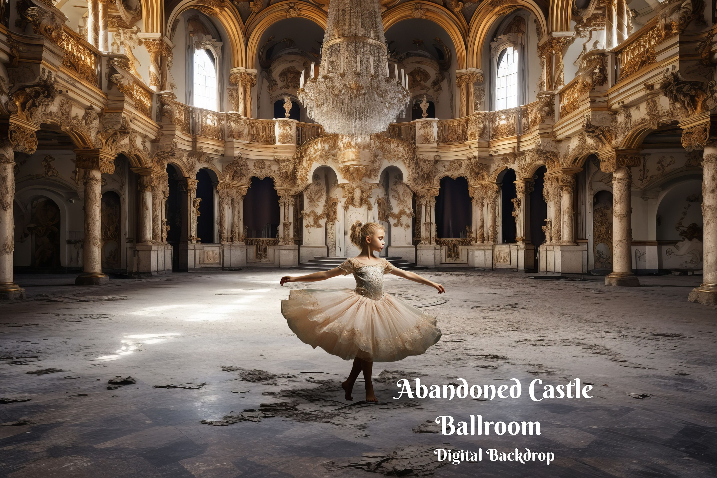 Abandoned Castle Ballroom Digital Backdrop Forsaken Palace Photo ...