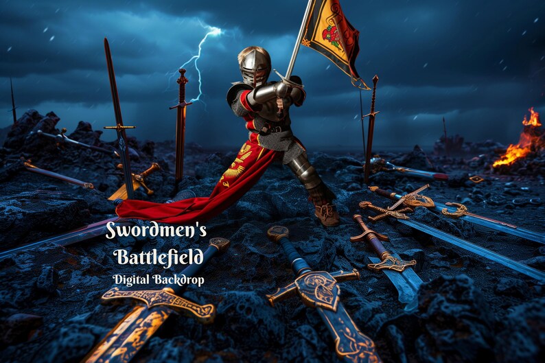 Swordmen's Battlefield Digital Backdrop Medieval War Digital Images ...