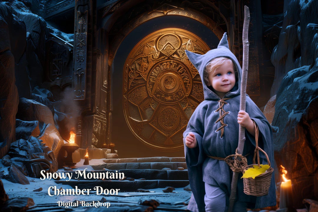 Snowy Mountain Chamber Door Digital Backdrop for Magical Forest ...