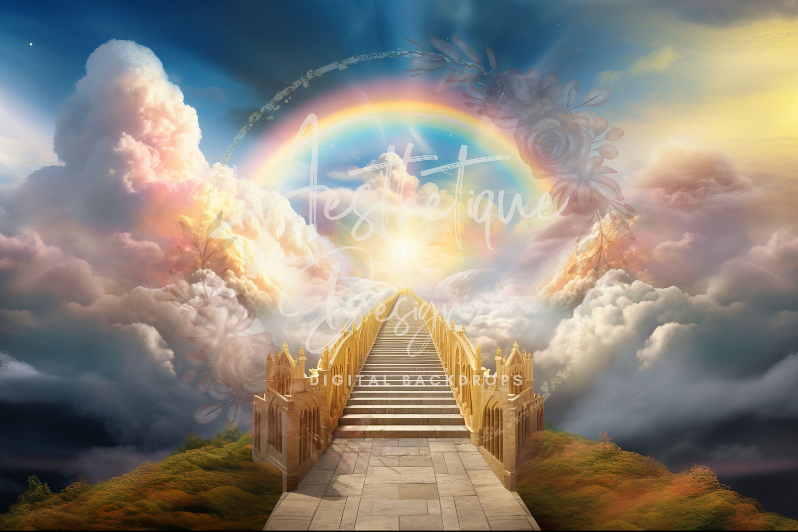 Cross the Rainbow Bridge Digital Backdrop Way to Heaven Photography ...