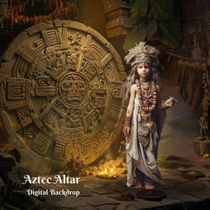 Aztec Altar Digital Backdrop Aztec Stone Calendar Digital Background ...