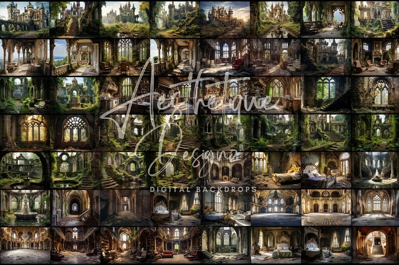 60 Abandoned Castle Digital Backdrops Urban Decay Photography ...